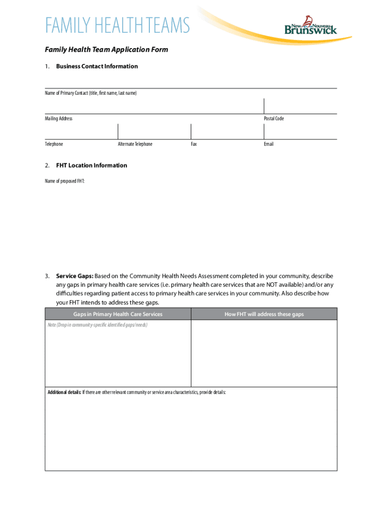 Fillable Online www2 gnb Family Health Team (FHT) locations - Open ...