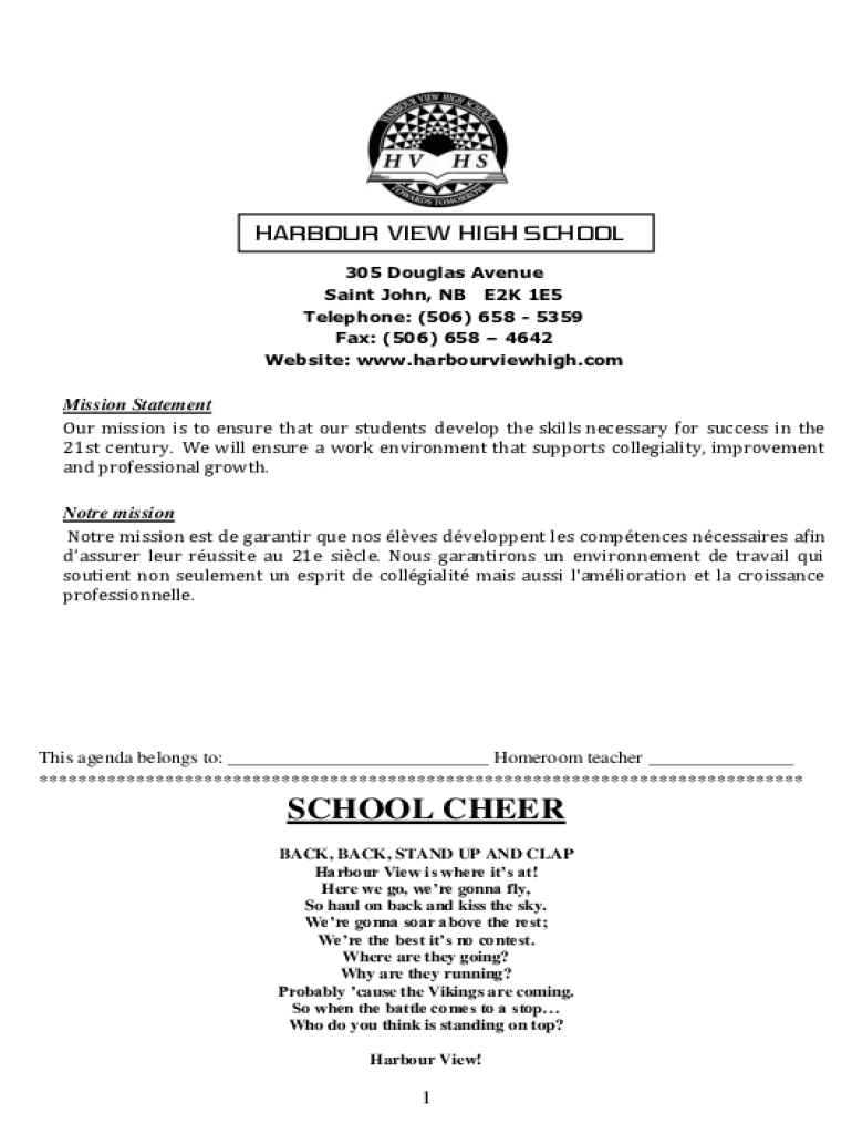 Fillable Online Harbour View High School, 305 Douglas Ave, Saint John ...