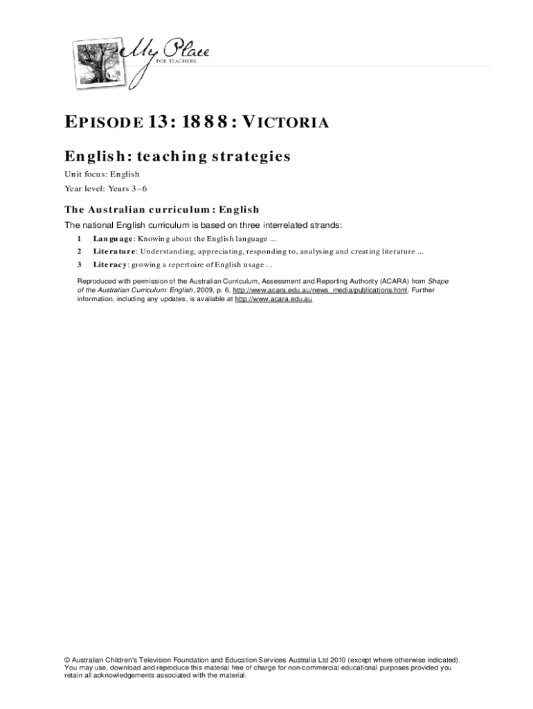 Fillable Online The Australian Curriculum English Fax Email Print