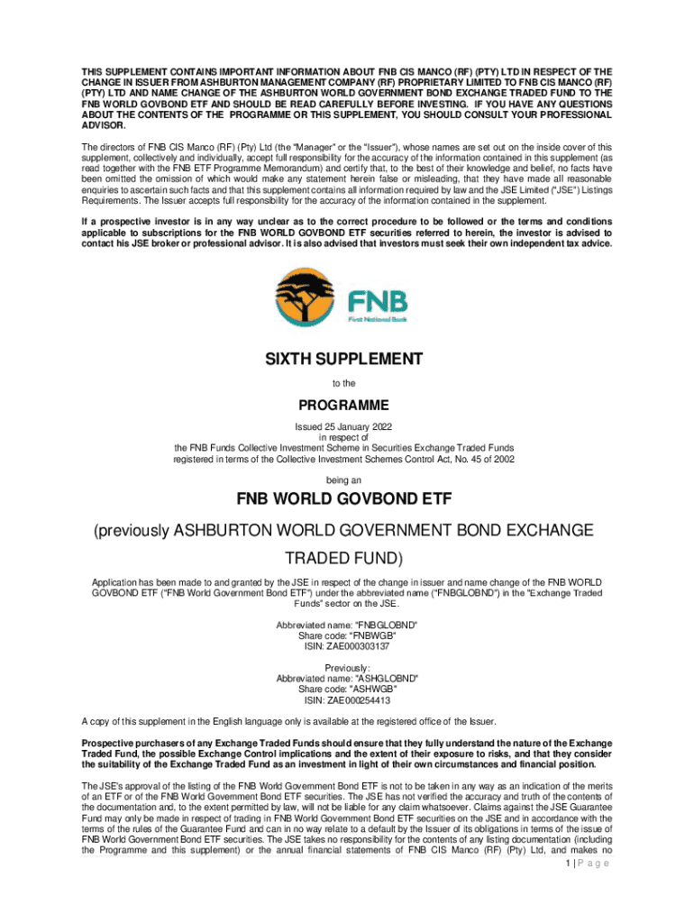 Fillable Online FNB GLOBAL 1200 EQUITY FUND OF FUNDS ETF Key facts Fax ...