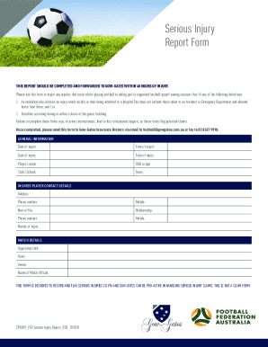 Fillable Online Sports Injury Form THIS REPORT SHOULD BE ... Fax Email ...