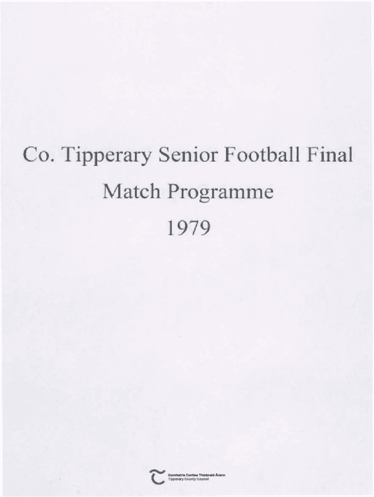Fillable Online Co. Tipperary Senior Football Final Match Programme ...