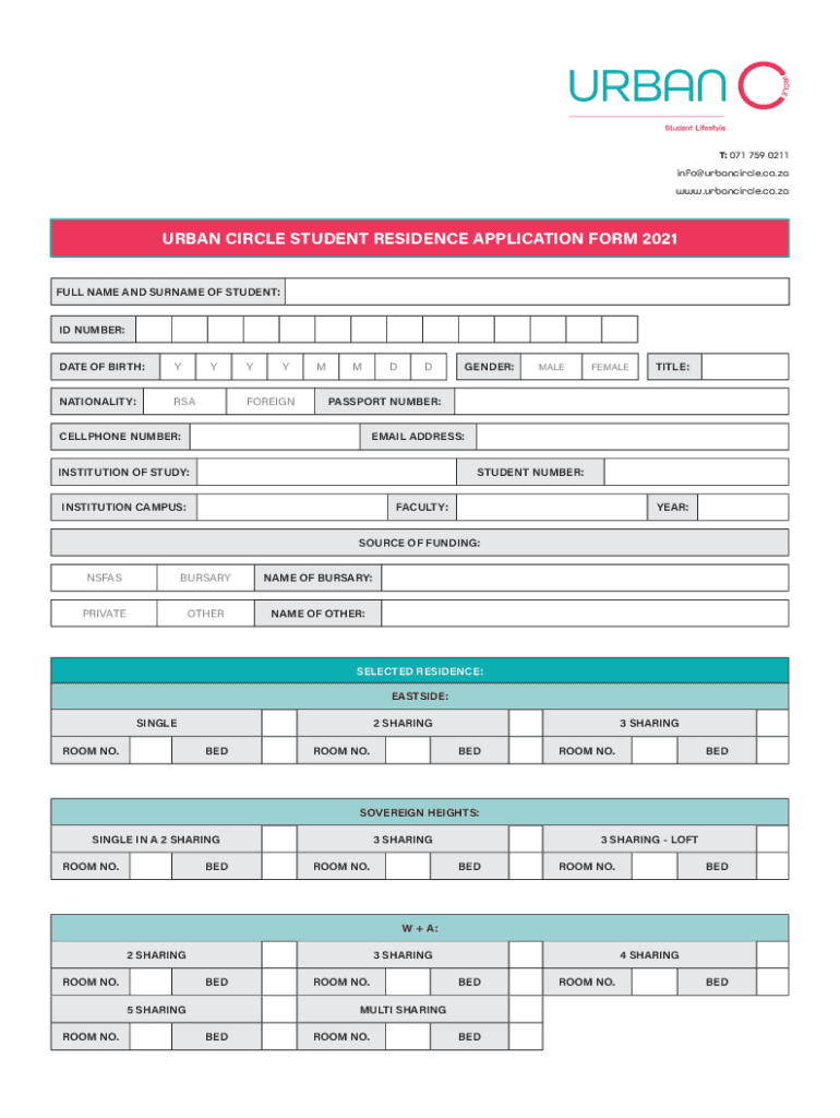 Fillable Online Student-Residential-Application-Form-2021-1.pdf Fax ...