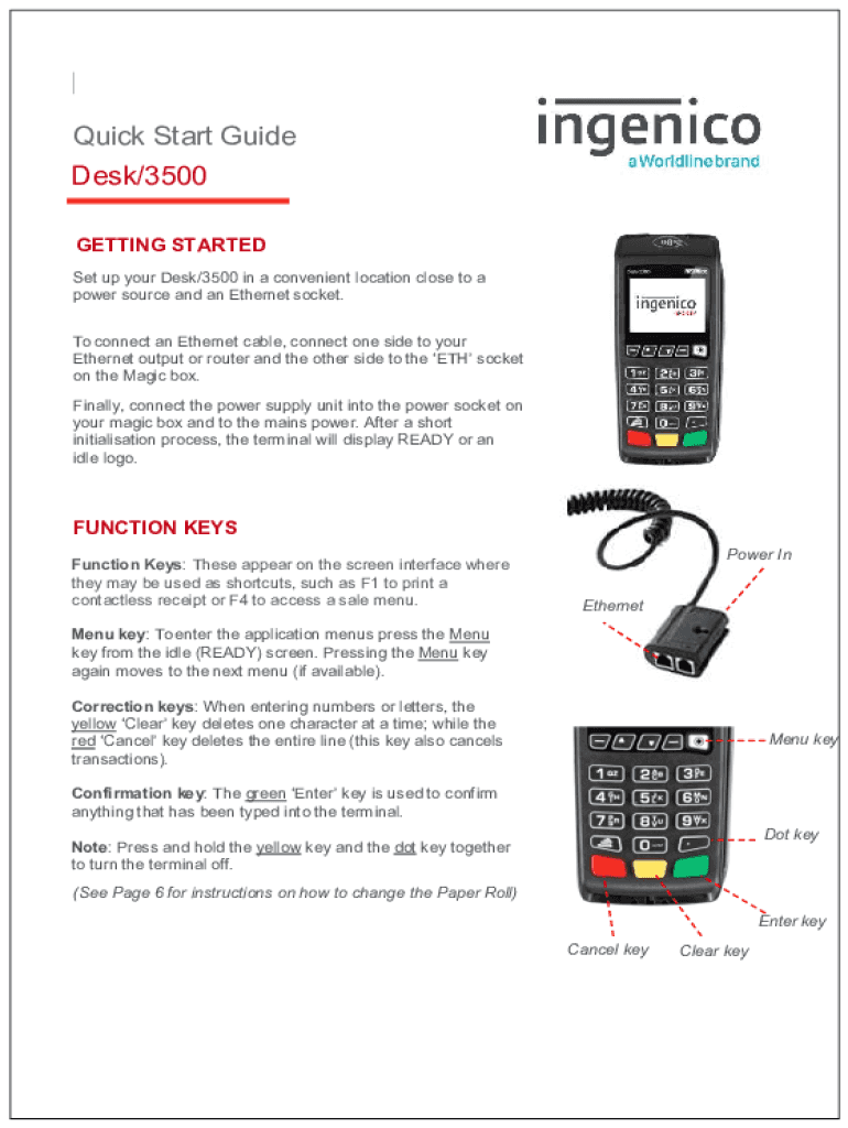 Fillable Online Setup and Basic Functions of Your Desk-3500 Terminal ...