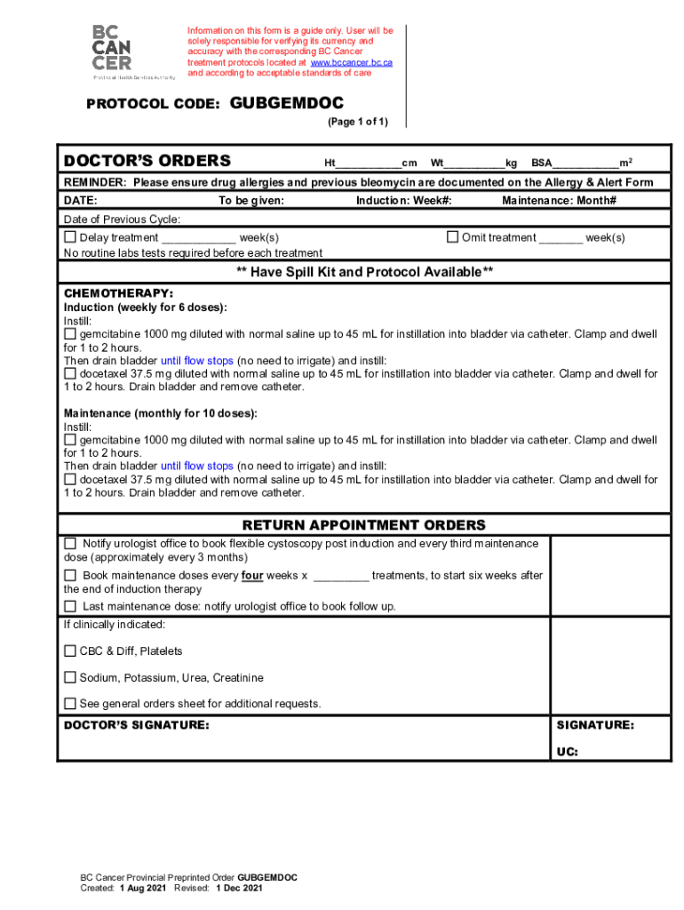 Fillable Online BC Cancer Protocol Summary for Therapy for High or ...