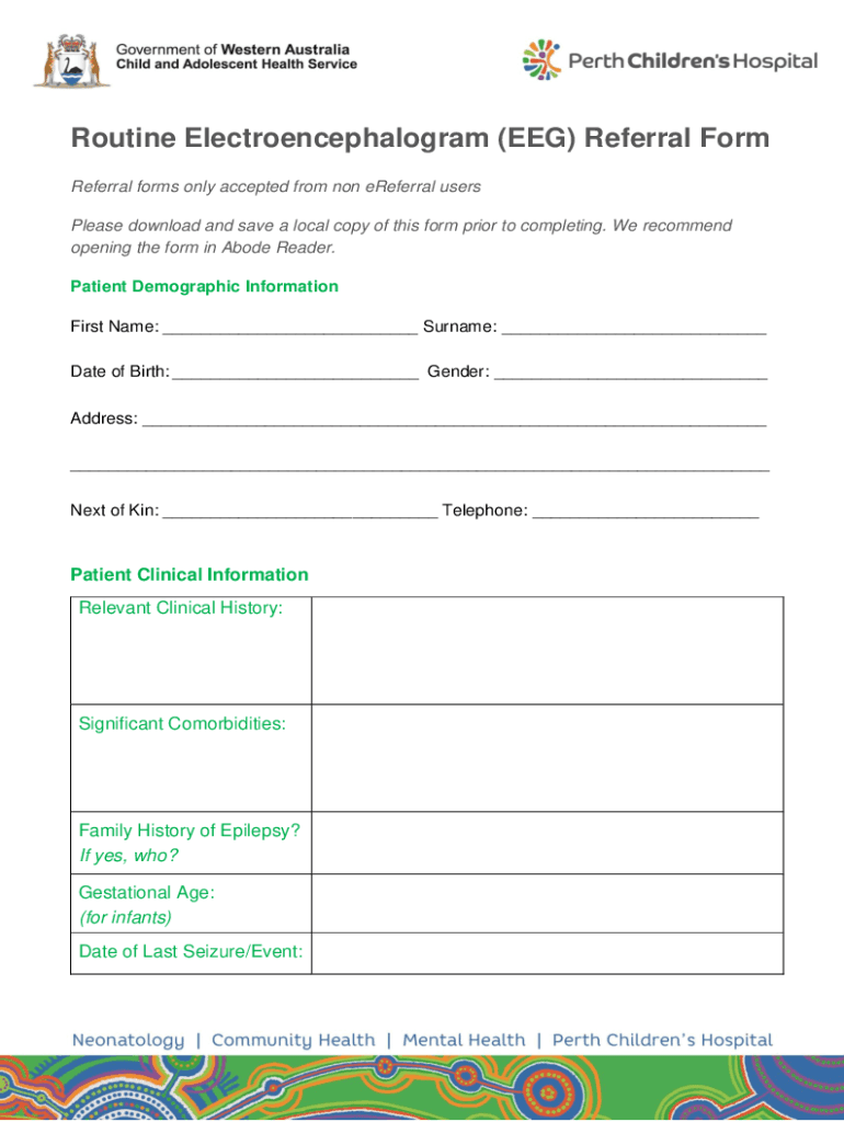 Fillable Online Direct EEG Referral Form Diagnosis/Clinical History ...