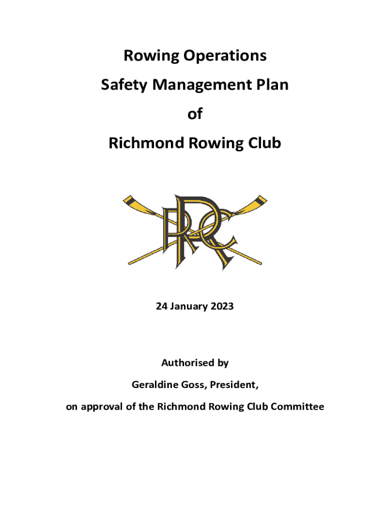 Fillable Online Rowing Operations Safety Management Plan of ... Fax ...