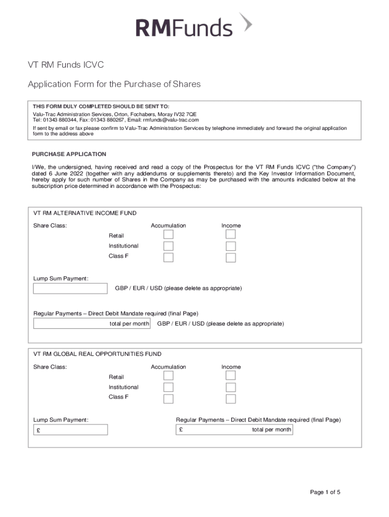 Fillable Online VT RM Funds ICVC ISA Application Form Fax Email Print - pdfFiller