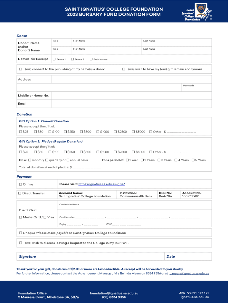 Fillable Online Honoring Donors - St. Ignatius College Preparatory School Fax Email Print ...