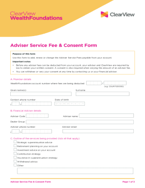 Fillable Online Adviser Service Fee & Consent Form - ClearView Fax ...