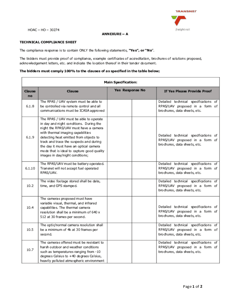 Fillable Online technical compliance sheet Fax Email Print - pdfFiller