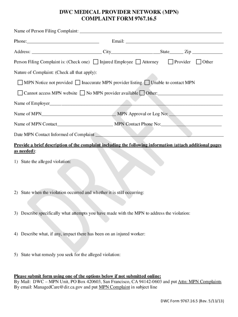 Fillable Online Licensed Medical Care Provider Complaint Form Fax Email ...