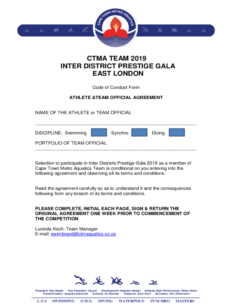 Fillable Online CTMA Team: Inter Districts Prestige Gala in East London ... Fax Email Print ...