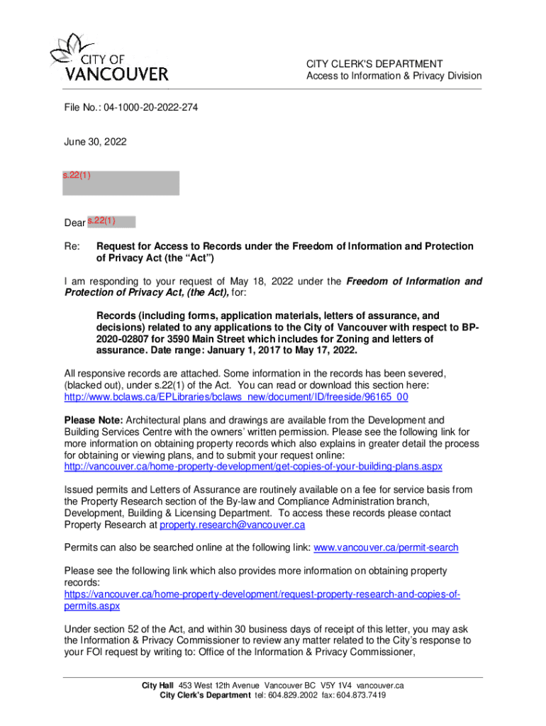 Fillable Online ns vancouver 2021 Access to Information and Privacy ...