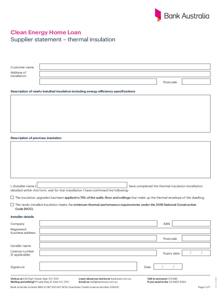 Fillable Online Supplier statement thermal insulation Fax Email Print - pdfFiller