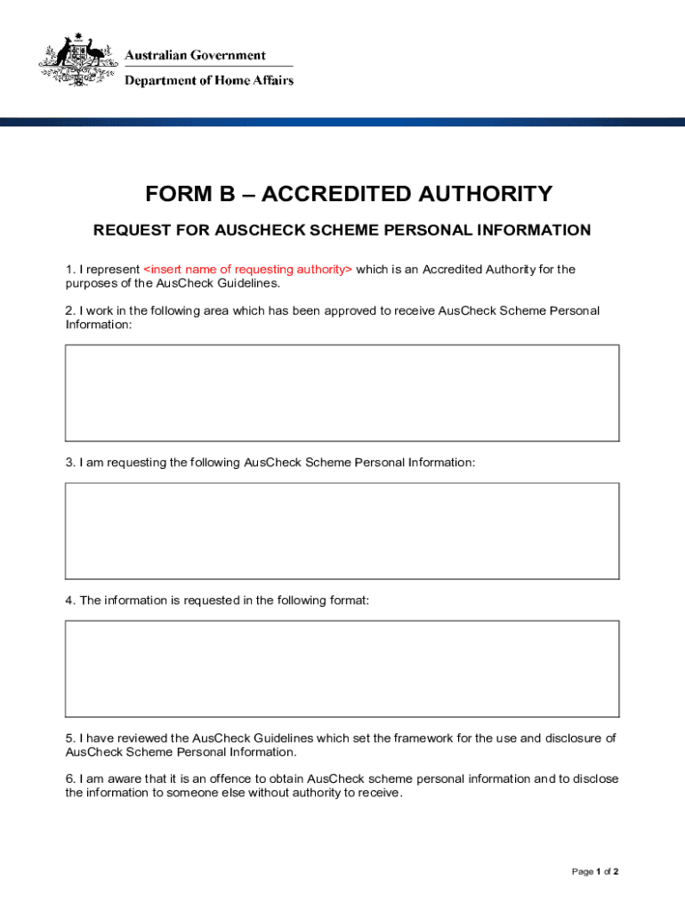 Fillable Online AusCheck - Form C - application accredited authority ...