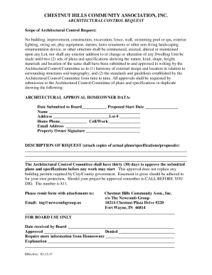 Fillable Online ARCHITECTURAL AND ENVIRONMENTAL CONTROL ... Fax Email ...