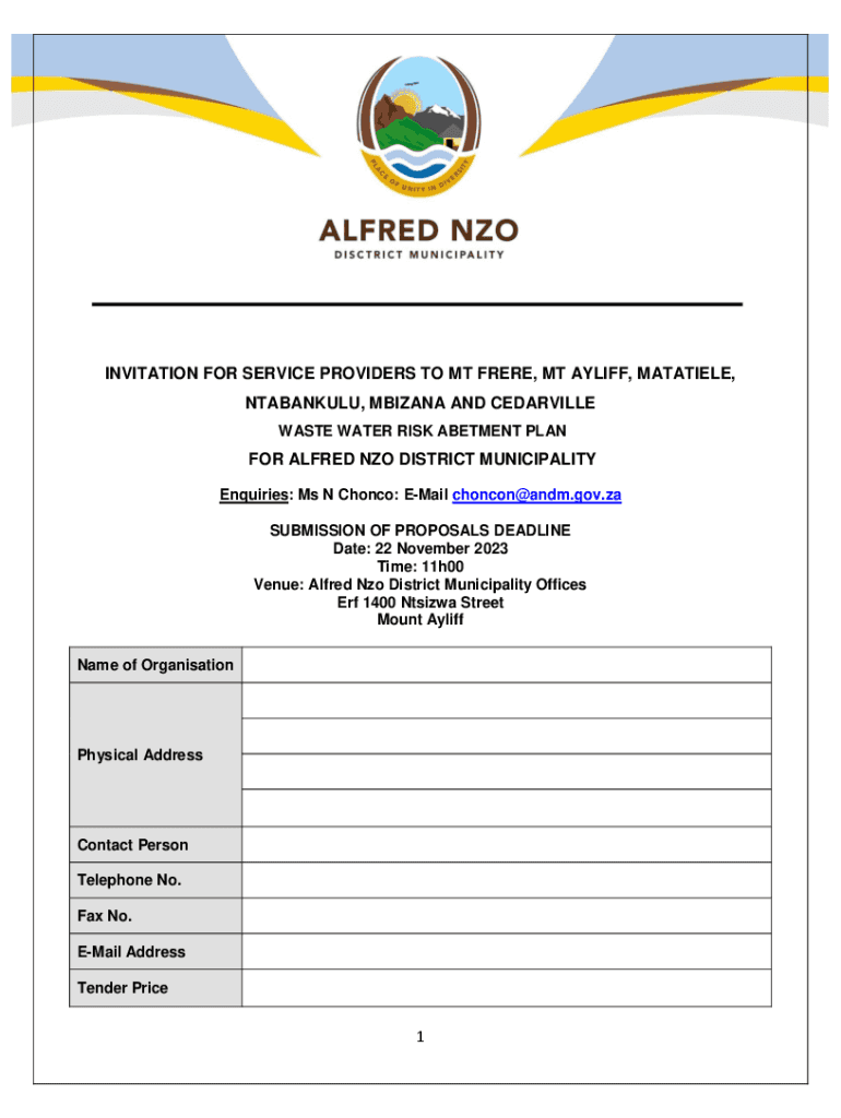 Fillable Online Alfred Nzo District Municipality - Commonwealth of ...