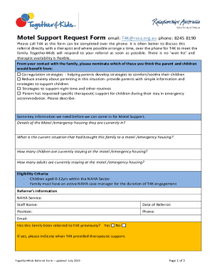 Fillable Online T4K Motel Support Referral Form Fax Email Print - pdfFiller