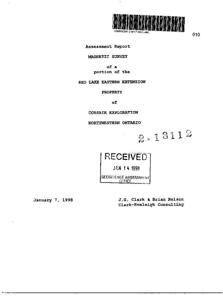 Fillable Online ASSESSMENT RPT MAG SURVEY OF A PORTION OF THE RED LAKE ...