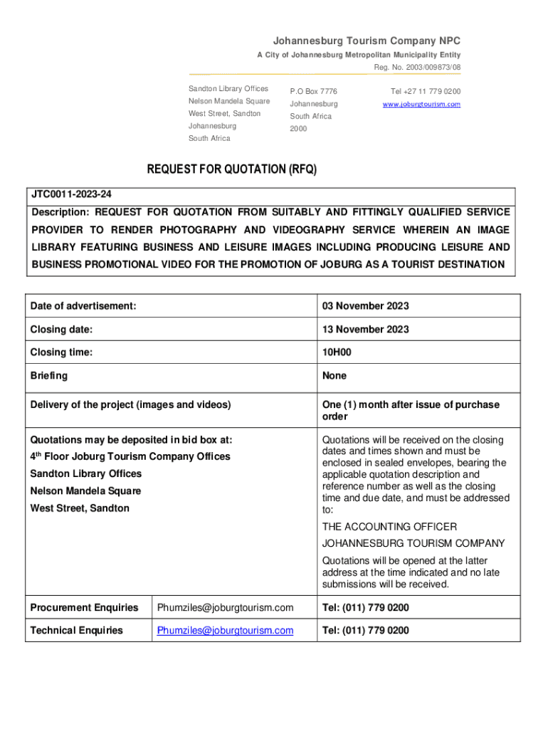 Fillable Online Description: REQUEST FOR QUOTATION FROM SUITABLY AND ...