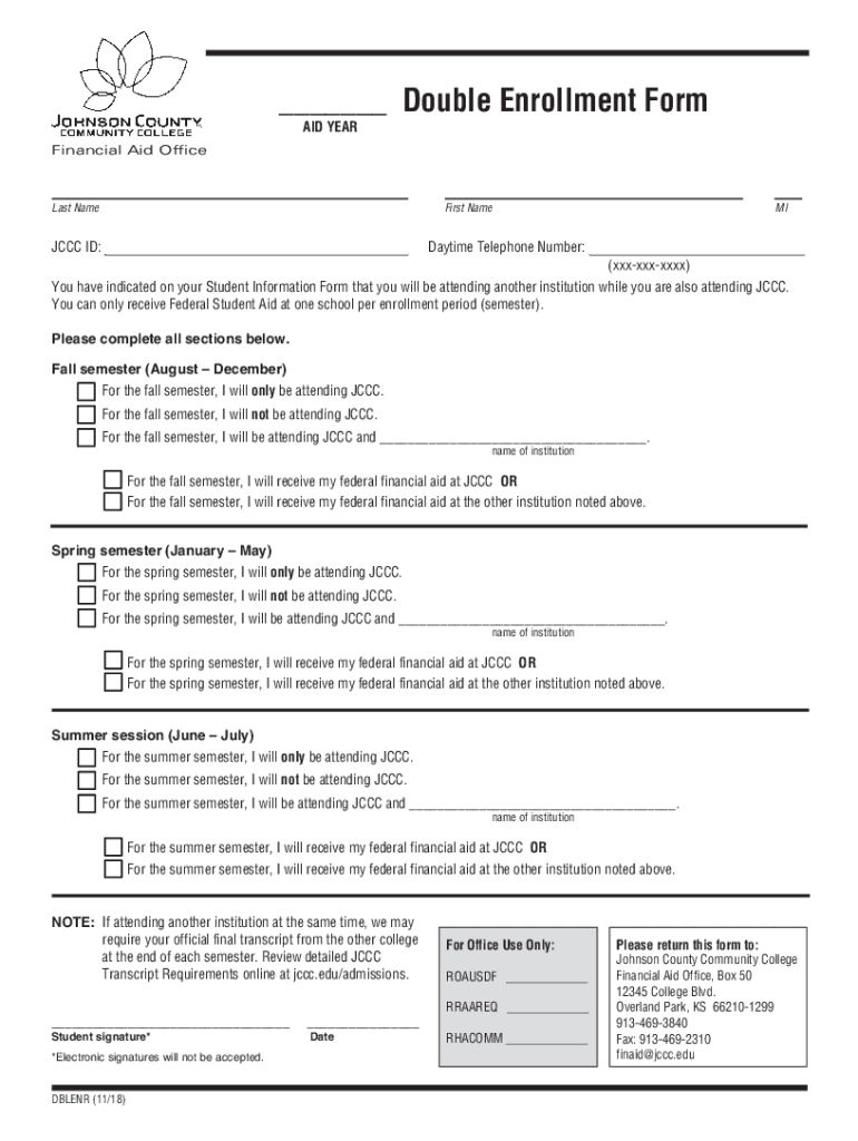 Fillable Online Double Enrollment Form Fax Email Print - pdfFiller