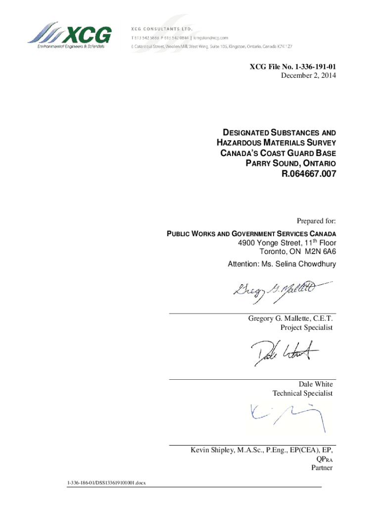 Fillable Online Canadian Coast Guard Parry Sound Base Helipad Area ...