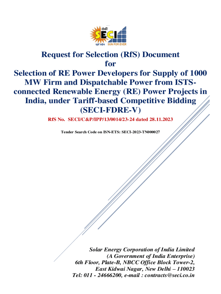 Fillable Online Request for Selection (RfS) DocumentforSelection of RE ...