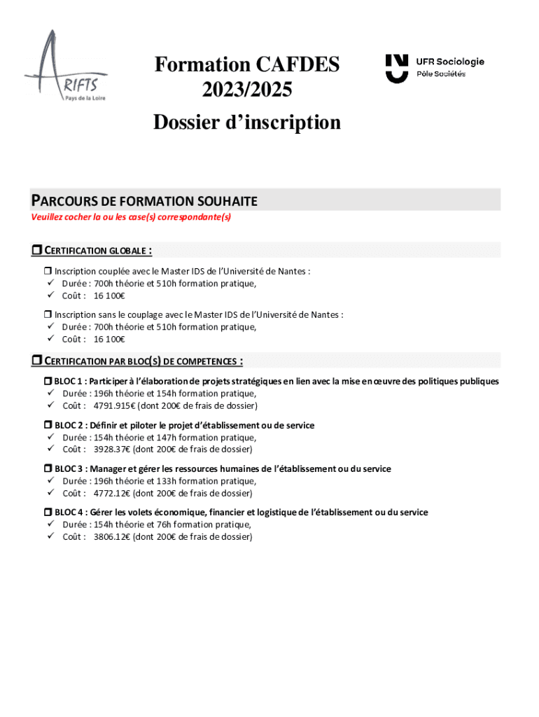 Remplissable En Ligne CAFDES (Certificat d'aptitude aux fonctions de ...