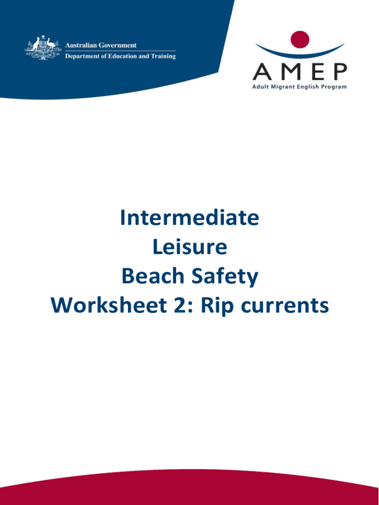 Fillable Online Intermediate Leisure Beach Safety Worksheet 2: Rip ...