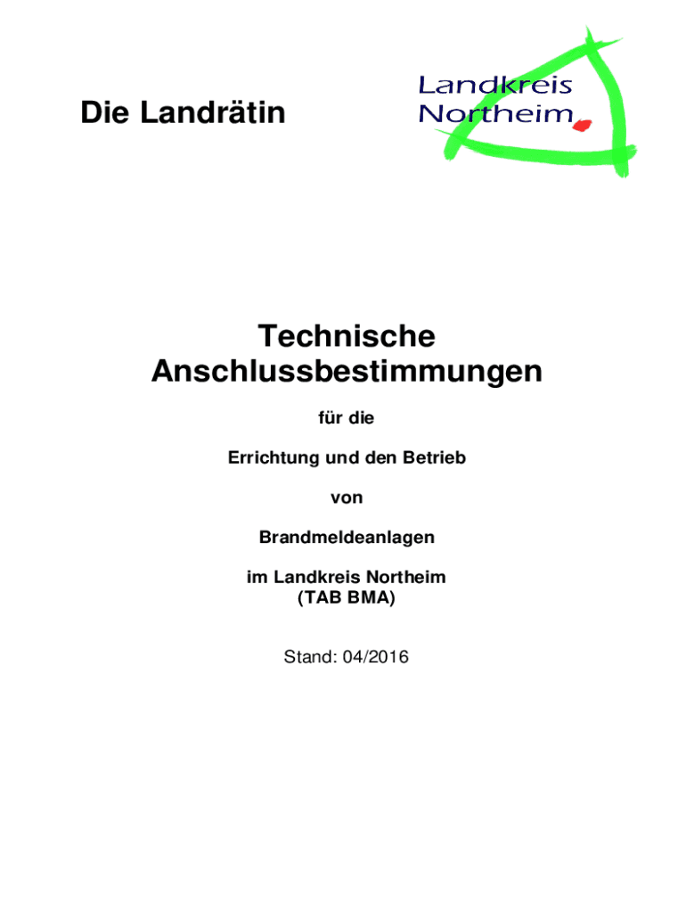 Ausfüllbar Online Technische Anschlussbedingungen Die Landrtin Fax ...