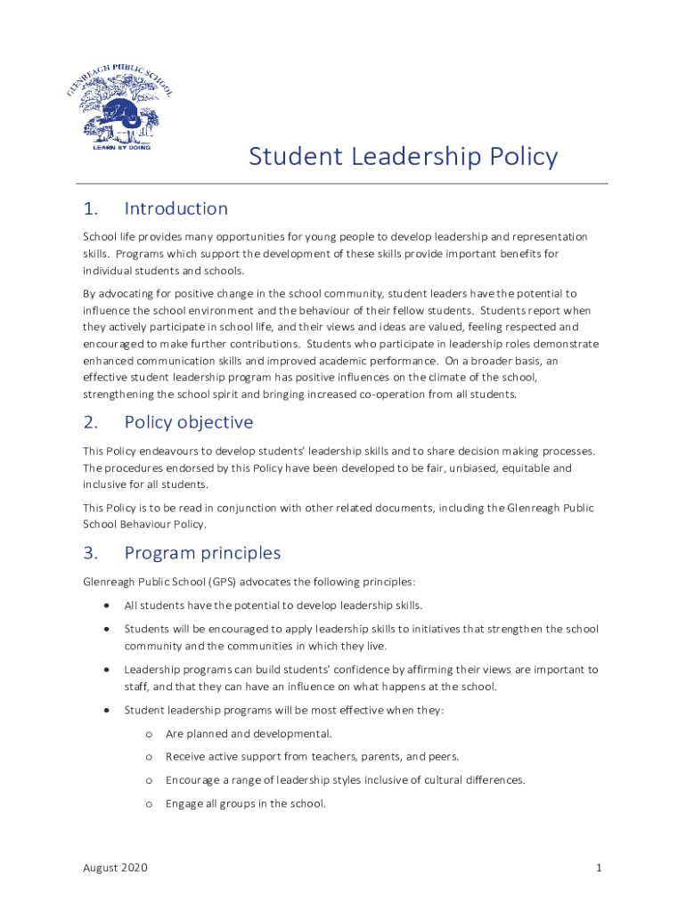 Fillable Online Why Student Leadership is Important - St Timothy's ...