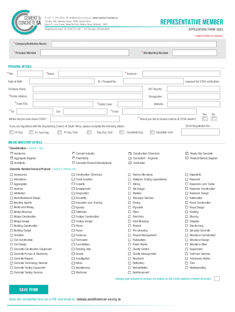 Fillable Online Representative Member Form Fax Email Print - pdfFiller