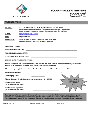 Fillable Online FOOD HANDLER TRAINING FOODSAFE Fax Email Print - pdfFiller