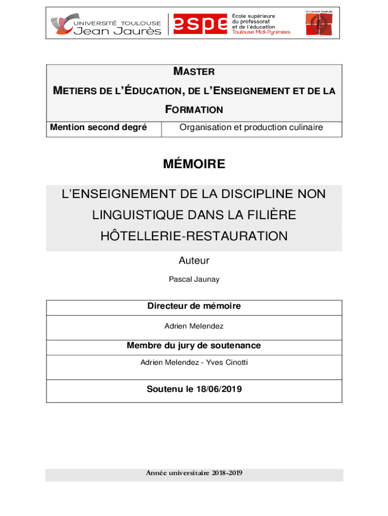 Remplissable En Ligne Master Mtiers de l'enseignement, de l'ducation et ...