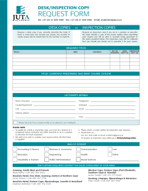 Fillable Online juta co desk/inspection copy - request form Fax Email Print - pdfFiller