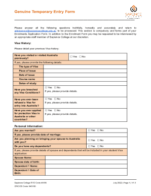 Fillable Online Genuine Temporary Entry.docx Fax Email Print - pdfFiller