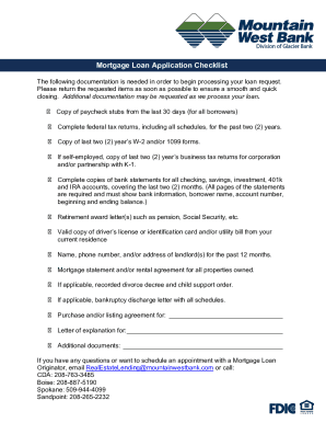 Fillable Online Mortgage Application Checklist - Don't Miss a Step! Fax ...
