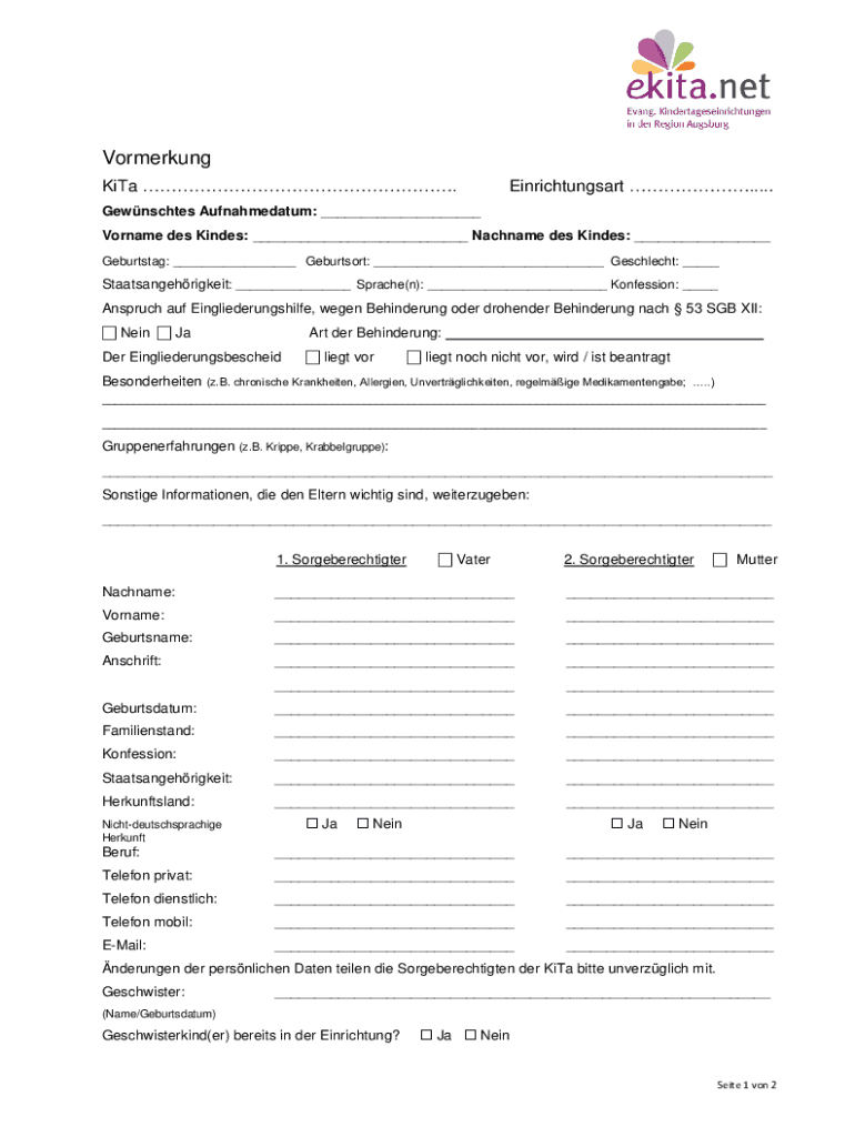 Ausfüllbar Online Vorname des Kindes: Nachname des Kindes: Fax Email ...