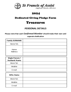 Fillable Online sfc org Dedicated Giving Pledge Form - St Francis of ...