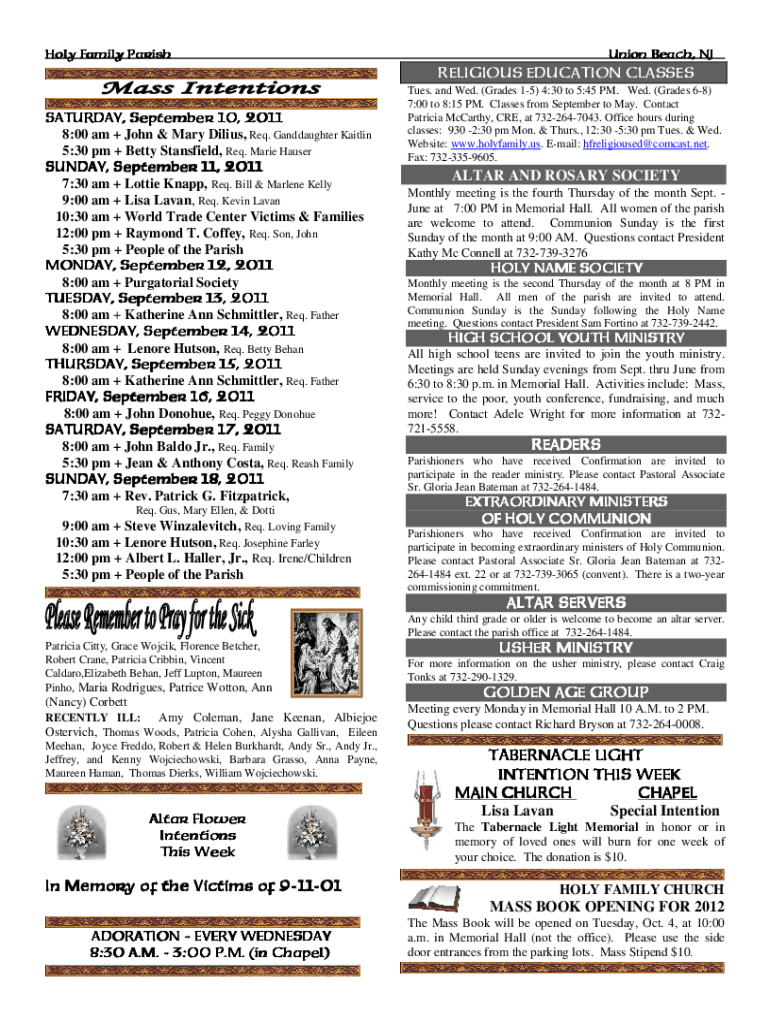 Fillable Online TABERNACLE LIGHT TABERNACLE LIGHT INTENTION THIS WE ...