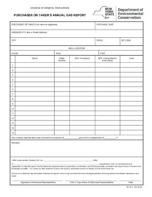 Fillable Online Purchaser or Taker's Annual Gas Report. Oil and Gas ...