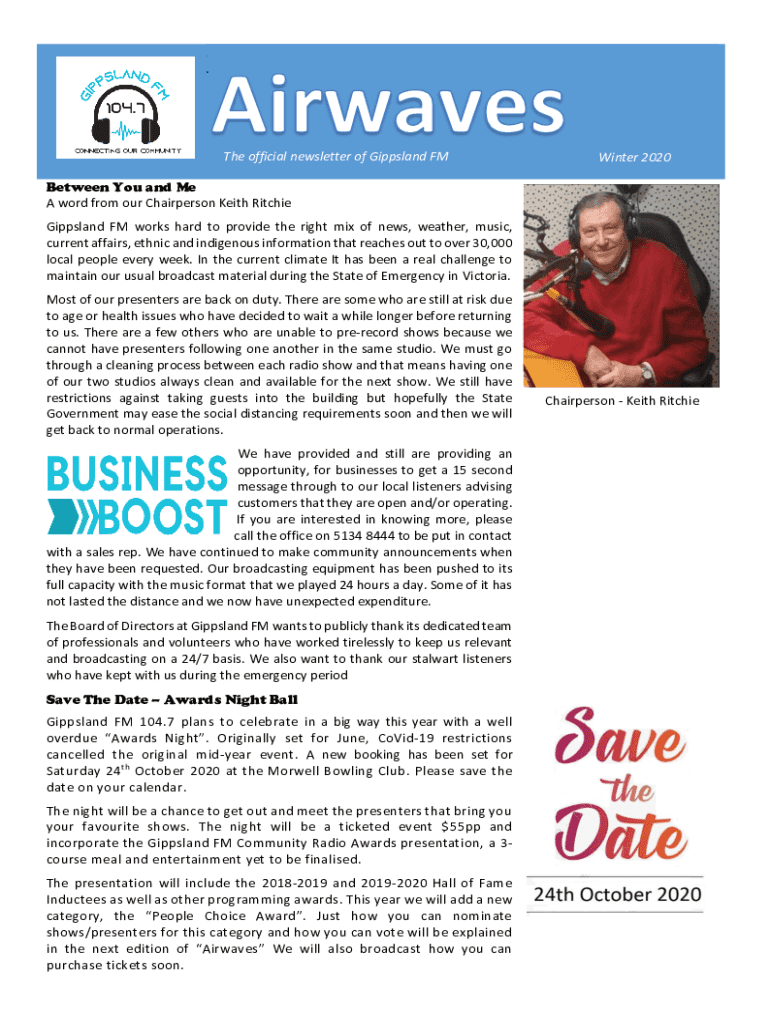 Fillable Online . . Between You and Me Chairperson - Keith Ritchie A ...