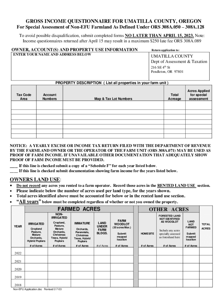 Fillable Online Assessment of Farmland in an Exclusive Farm-Use Zone ...