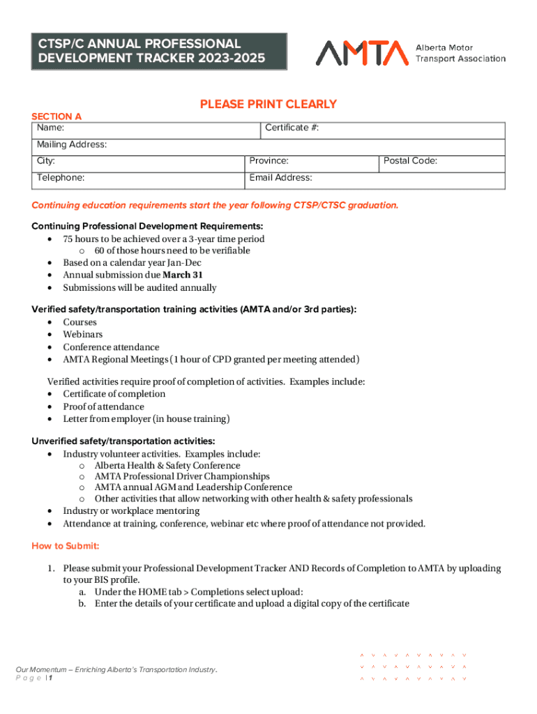 Fillable Online Professional Development Tracking Chart Fax Email Print ...