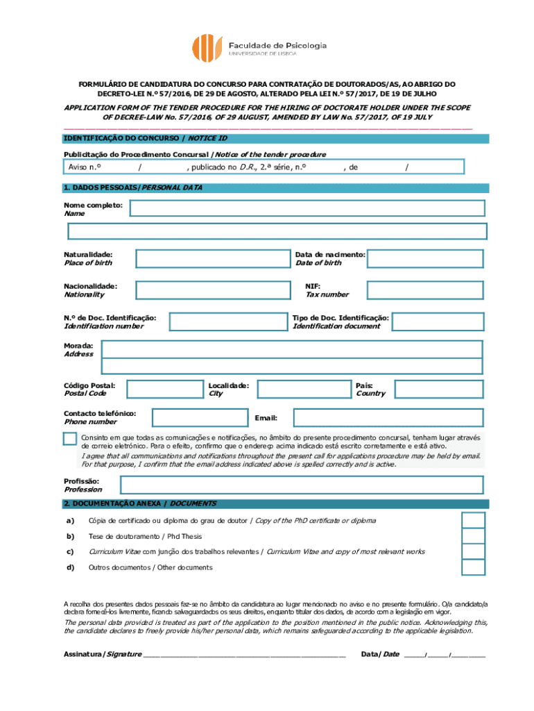 Preenchível Disponível Concursos para Doutorados ao abrigo do art. 23 ...