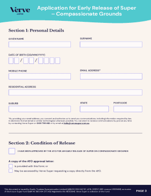 Fillable Online Compassionate release of super form: Fill out & sign ...