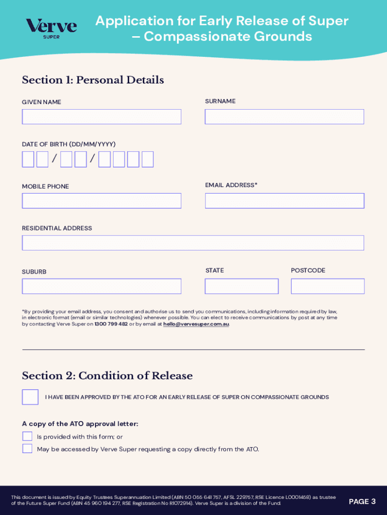 Fillable Online Compassionate release of super form: Fill out & sign ...