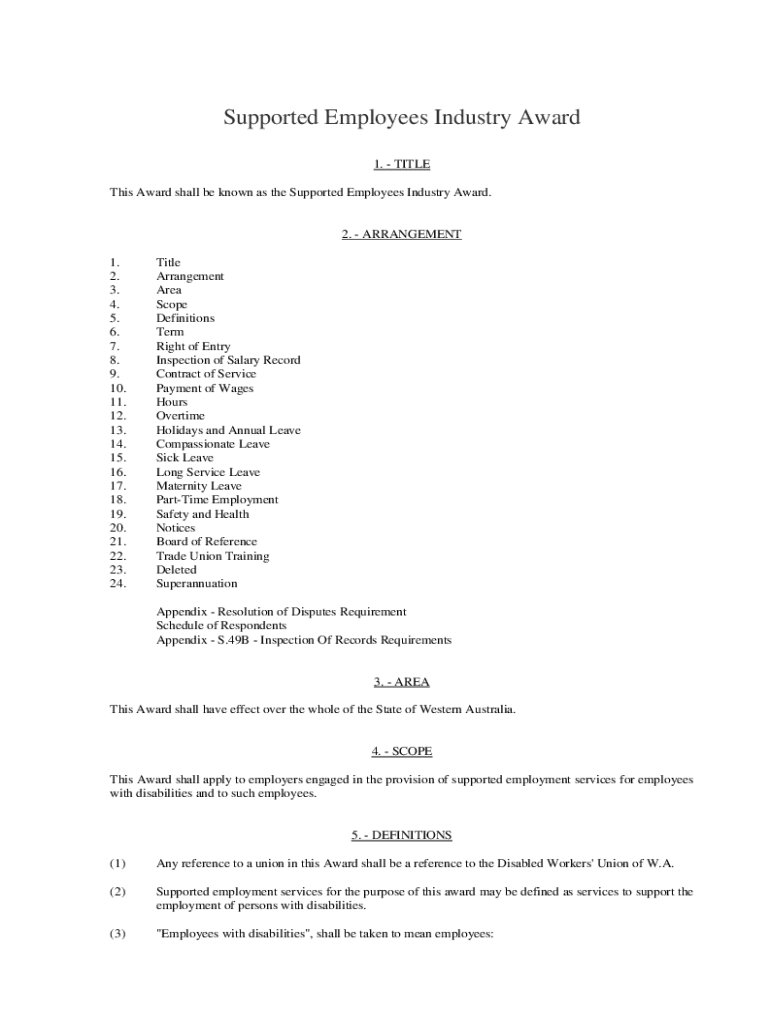 Fillable Online Award for Operational Employees in Disability and ...