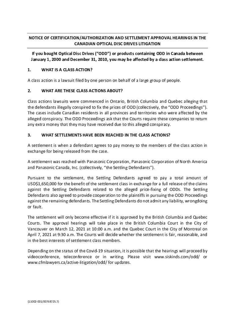 Fillable Online Class-action settlement allows Canadians to claim a ... Fax Email Print - pdfFiller